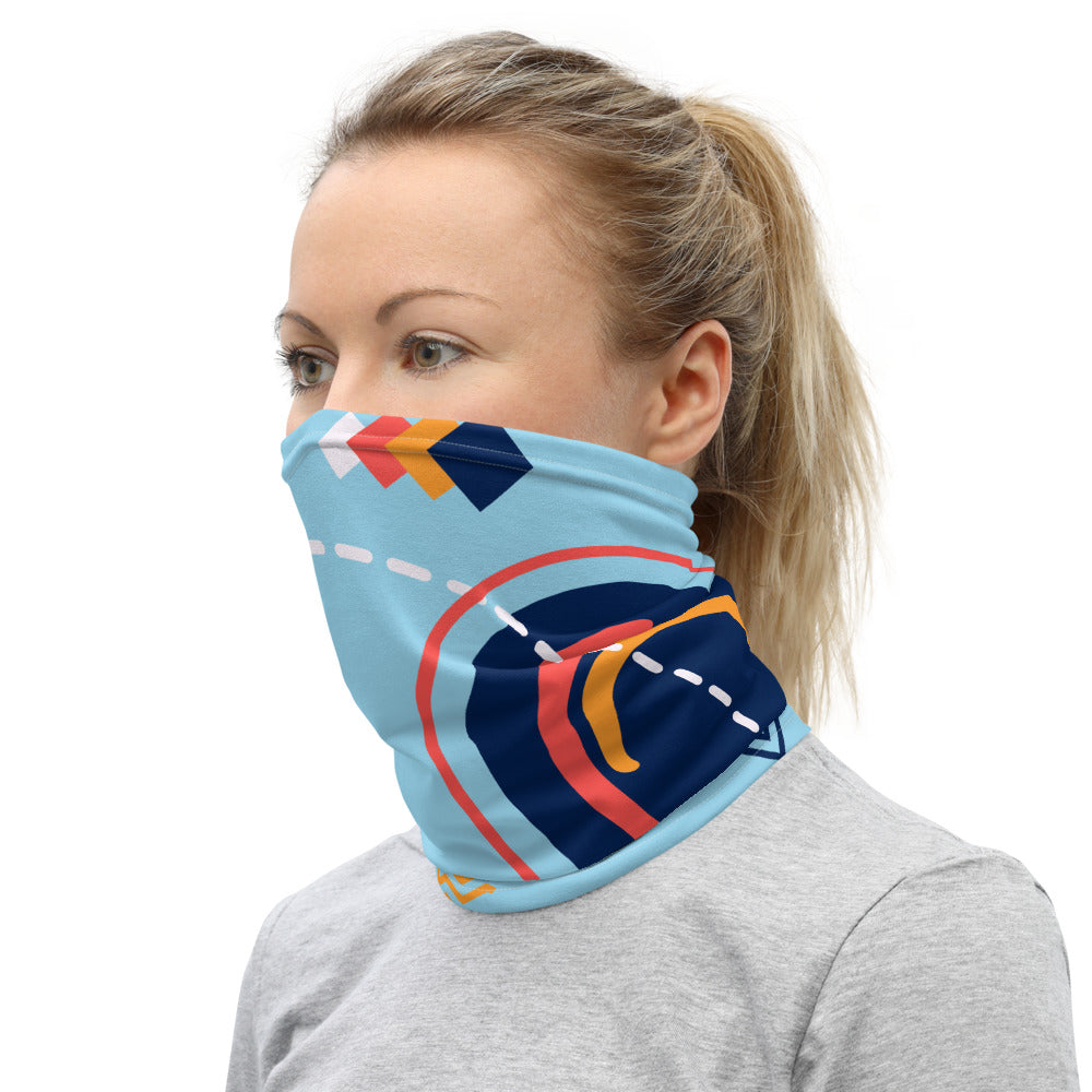 Shaped Bright Blue Neck Gaiter–It's the Holidays
