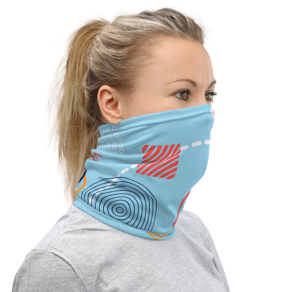 Shaped Bright Blue Neck Gaiter–It's the Holidays